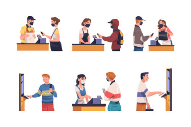 People character using contactless payment Vector Image