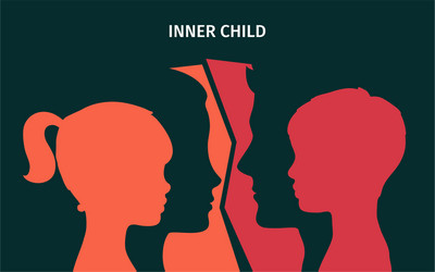Concept of inner child silhouette a man Royalty Free Vector