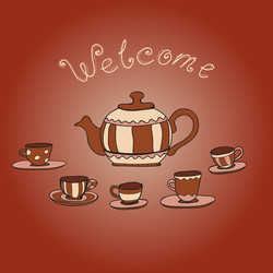 Drawing tea party Royalty Free Vector Image - VectorStock