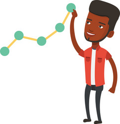Successful businessman pointing at chart going up Vector Image