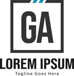 Initial ga logo template with modern frame Vector Image