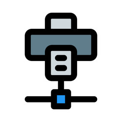 Office printer connected to a network isolated Vector Image