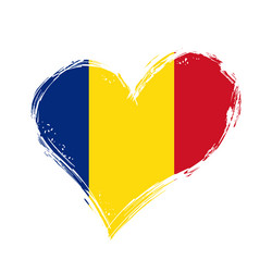 Romanian flag heart-shaped ribbon Royalty Free Vector Image