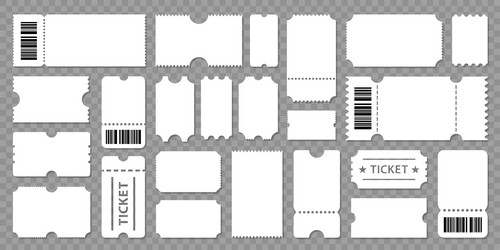 Blank ticket template set concert ticket lottery Vector Image Blank ticket template set concert ticket lottery Vector Image
