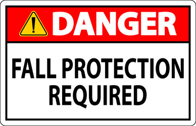 Danger sign fall protection required Royalty Free Vector