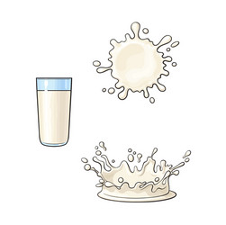 Cartoon glass bottle and cup of milk Royalty Free Vector