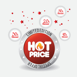 Set golden stickers with hot price lettering Vector Image