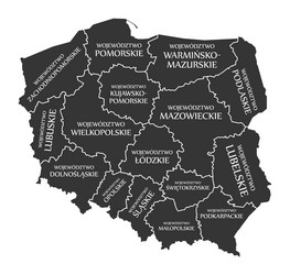 Poland map labelled black in polish language Vector Image