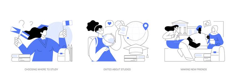 Student social adaptation isolated cartoon Vector Image