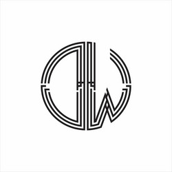 Dw logo monogram with piece circle ribbon style Vector Image