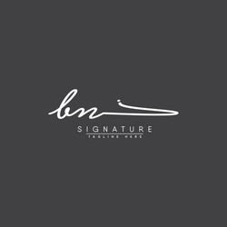 Handwritten signature logo for initial letter bn Vector Image