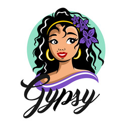 Modern beautiful gypsy woman logo Royalty Free Vector Image