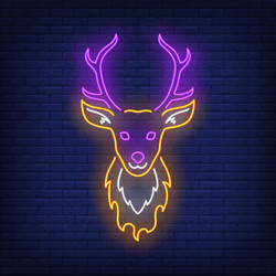 Polygonal geometric deer head neon sign Royalty Free Vector