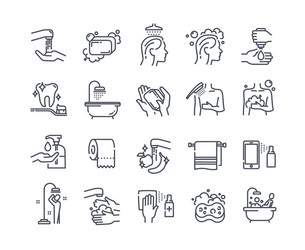 Bathroom icon set in thin line style Royalty Free Vector