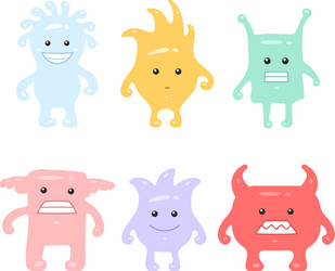 Monster frame cute cartoon scary character set Vector Image
