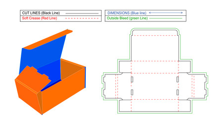 Rett carton box corrugated dieline Royalty Free Vector Image