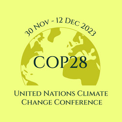 Cop 28 banner geometric shapes Royalty Free Vector Image