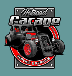 Hotrod garage template for graphic design Vector Image