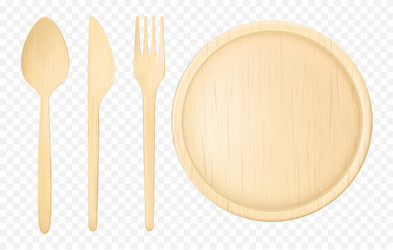 Disposable plastic tableware realistic set Vector Image
