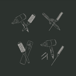 Hair styling tools and accessories compositions Vector Image