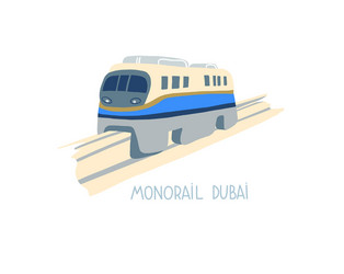 Hand drawing flat style metro train in dubai Vector Image