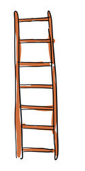Hand drawn sketch wooden ladder Royalty Free Vector Image