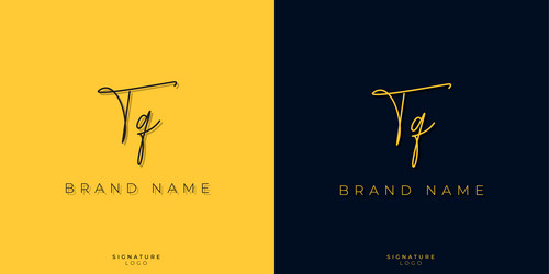 Initial letters tq monogram logo design bundle Vector Image