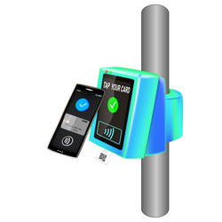 Bank card phone near the terminal wireless Vector Image