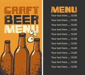 Craft beer menu with price list and brewery Vector Image