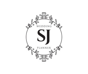 Sj initials letter wedding monogram logos Vector Image