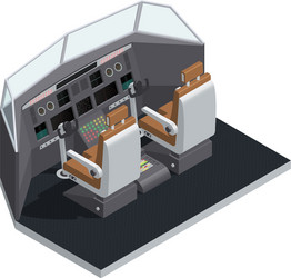 Airplane cockpit back view of cabin flying Vector Image