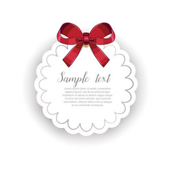 Greeting card with blue crocuses red ribbon Vector Image