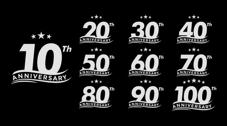Set of silver anniversary celebration logo Vector Image