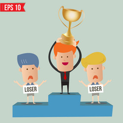 Cartoon business man hold winner cup Royalty Free Vector