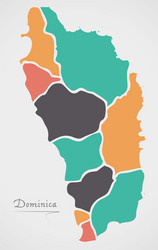 Dominica map with states and modern round shapes Vector Image