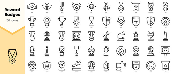 Set of rewards icons simple line art style Vector Image