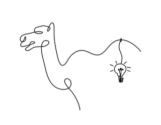 Silhouette of abstract camel with brain as line Vector Image