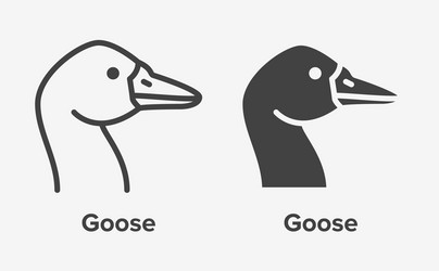 Goose head flat line icon bird sign Royalty Free Vector