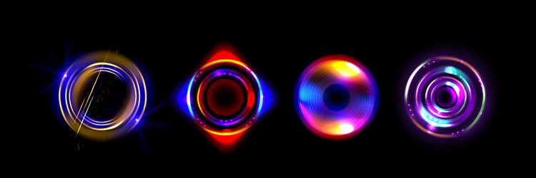 Set of round light flares with glow Royalty Free Vector