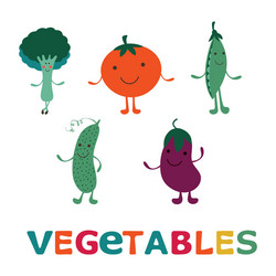 Vegetable characters group cartoon Royalty Free Vector Image