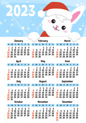 Color calendar for 2023 with a cute character Vector Image