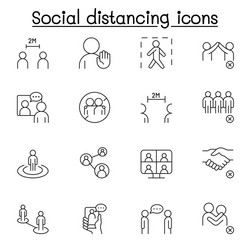 Social distance line icon outline Royalty Free Vector Image