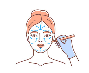 Plastic surgery face doodle Royalty Free Vector Image