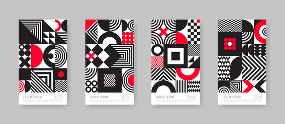 Poster set with geometric shapes and pattern Vector Image
