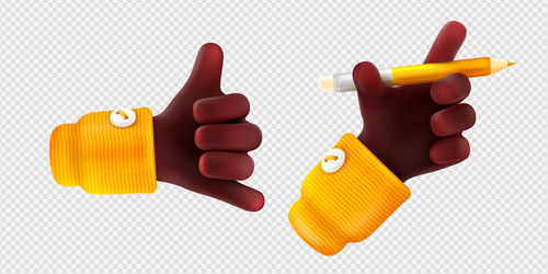 3d render hand gestures black and white palms Vector Image