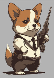 Hunting corgi dog with rifle Royalty Free Vector Image