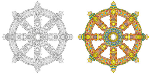 Dharma wheel or dharmachakra theach and walk Vector Image