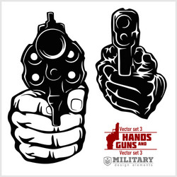 Hands with guns and hand gestures - pistol pointed