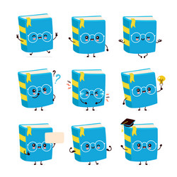 Cute funny happy geometry shapes character set Vector Image