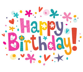 Birds with text happy birthday Royalty Free Vector Image